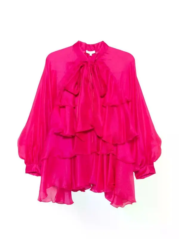 PAPER LACE Ruffled Pussy-bow Blouse