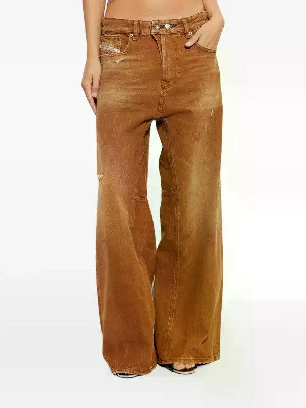 DIESEL® Distressed Wide-leg Jeans