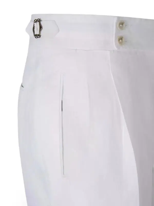 Scabal Linen Tailored Trousers With Side Buckle Adjusters