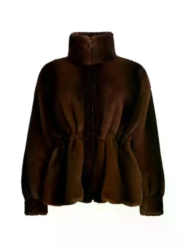 DUCIE Kai Jacket Oversized Fit, Funnel Neck - Brown