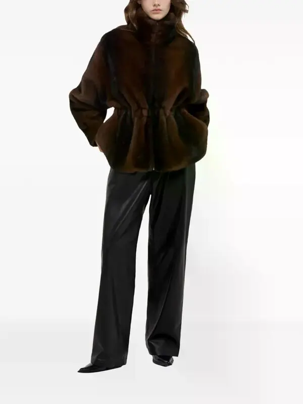 DUCIE Kai Jacket Oversized Fit, Funnel Neck - Brown