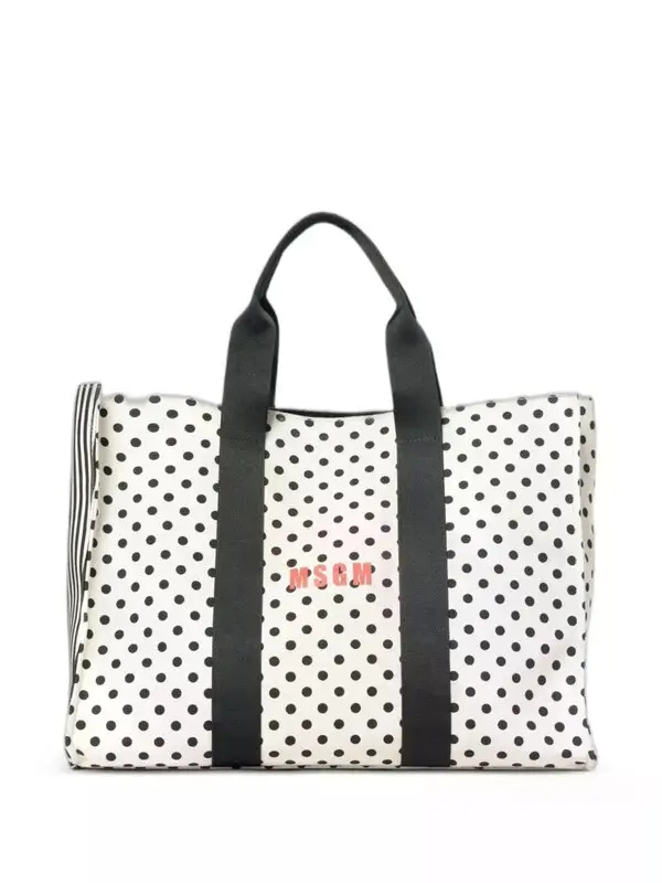 MSGM Polka-dot Striped Tote Bag