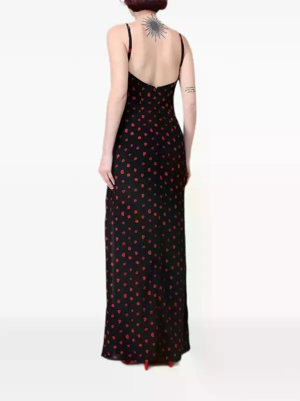 MAR DE MARGARITAS Floral-print Ruffled Maxi Dress - Black