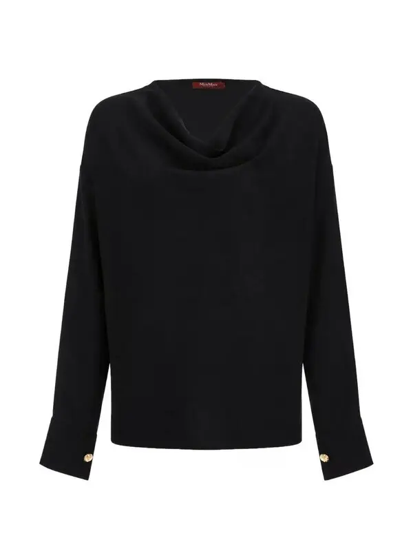 Max Mara Cowl-neck Button-cuff Blouse - Black