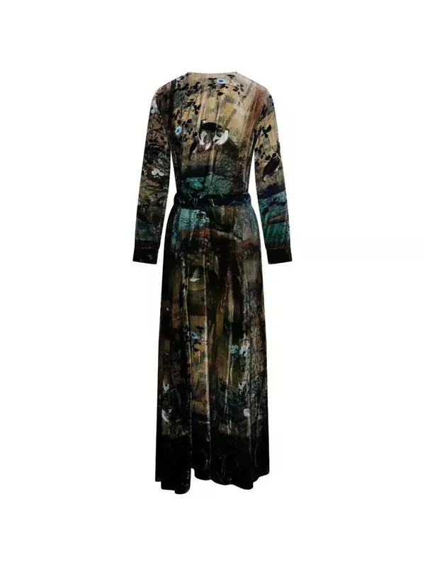 PIERRE-LOUIS MASCIA Landscape Print Belted Maxi Dress - Blue