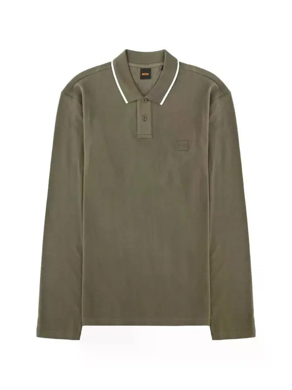 BOSS Long-sleeve Tipping-detail Polo Shirt - Green