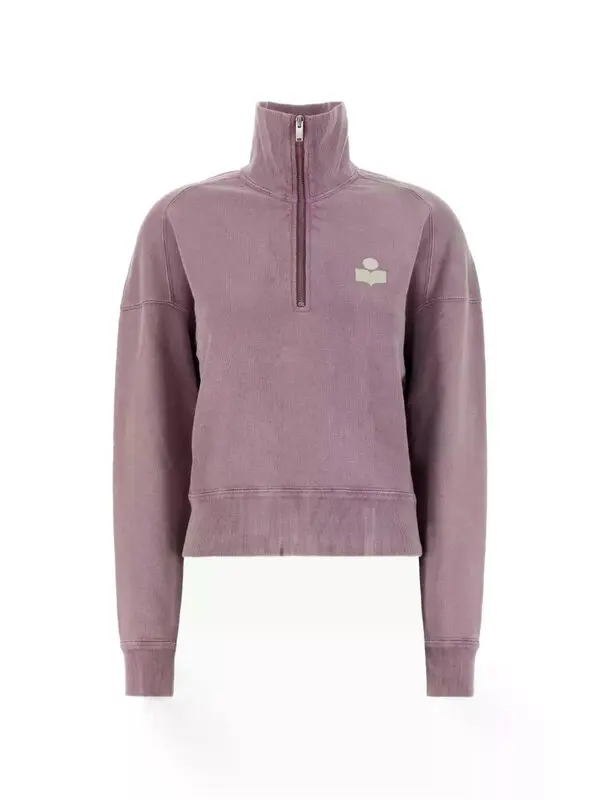 MARANT ETOILE Logo-print Quarter-zip Sweatshirt - Purple