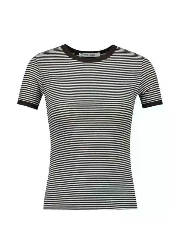 SAMSOE SAMSOE Salinas Horizontal-stripe Ribbed T-shirt - Brown