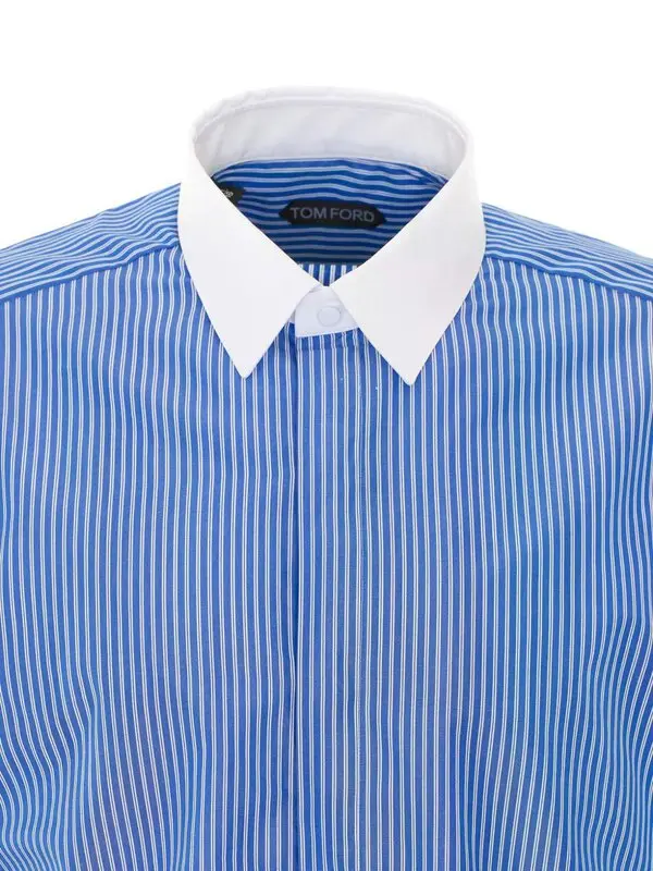 TOM FORD Striped Contrast-collar Shirt
