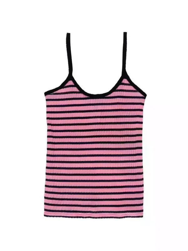 LA FETICHE Jade Striped Ribbed-knit Cami Top