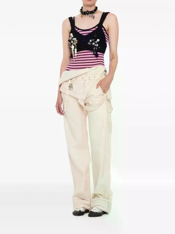 LA FETICHE Jade Striped Ribbed-knit Cami Top
