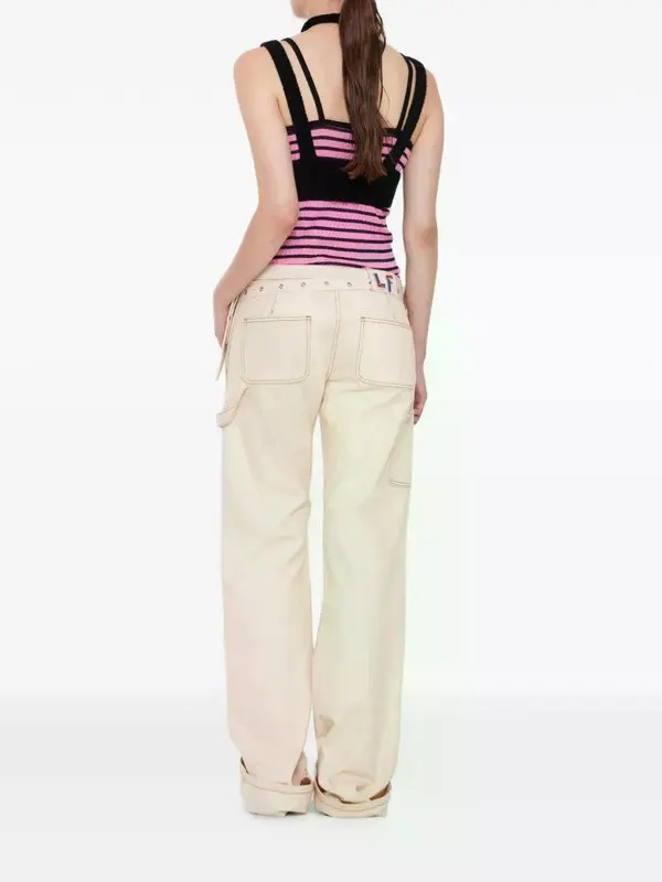LA FETICHE Jade Striped Ribbed-knit Cami Top