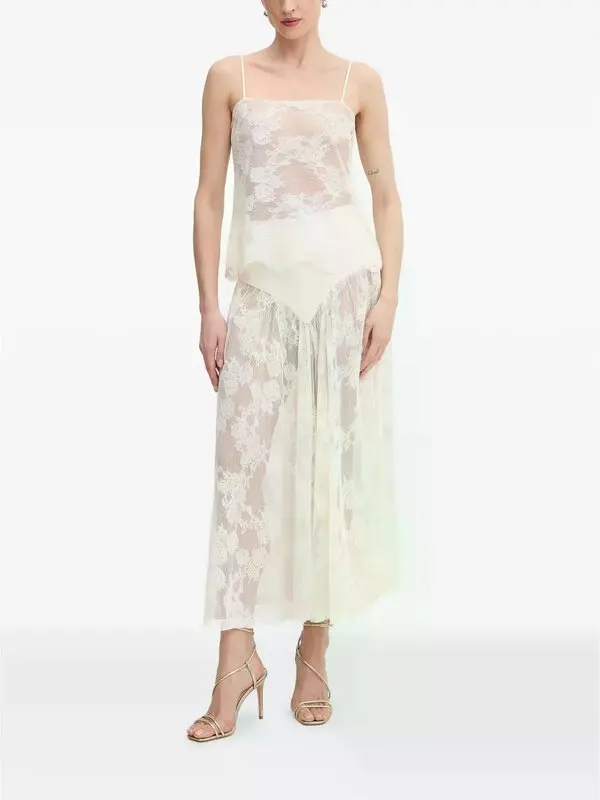 Bardot Sheer Lace Spaghetti-strap Blouse - Neutrals