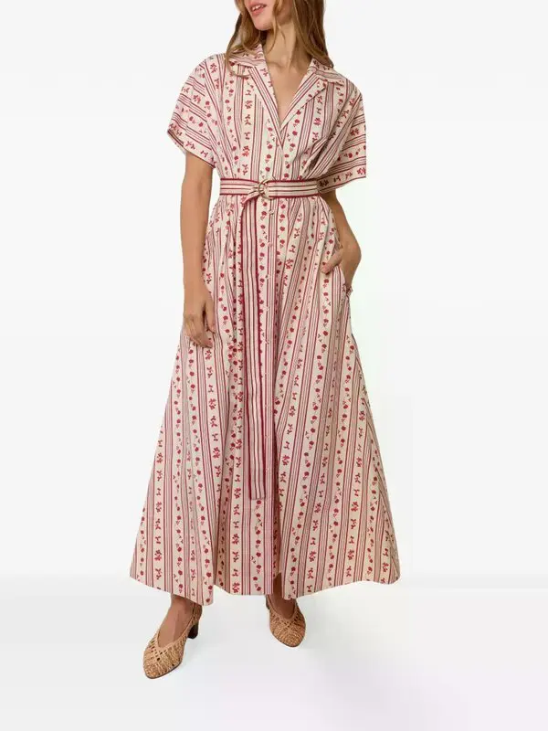 PALM. NOOSA Floral-print Belted Dress - Neutrals