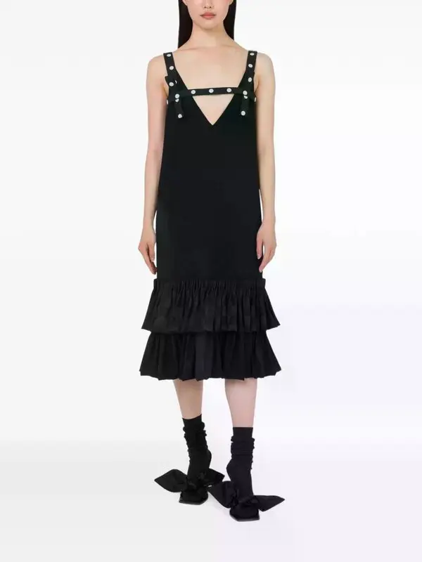 Moschino Polka-dot Ruffled Midi Dress