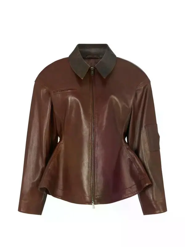 DUCIE Bernadette Peplum Leather Jacket