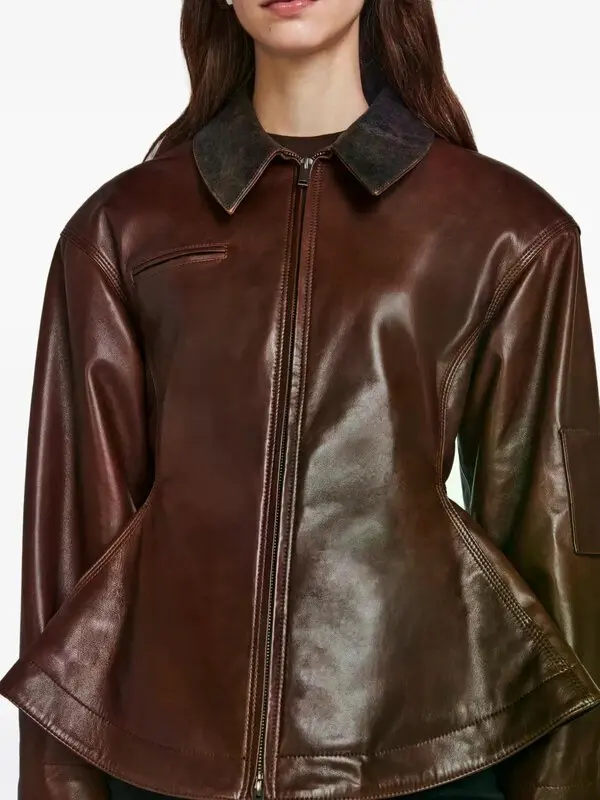 DUCIE Bernadette Peplum Leather Jacket