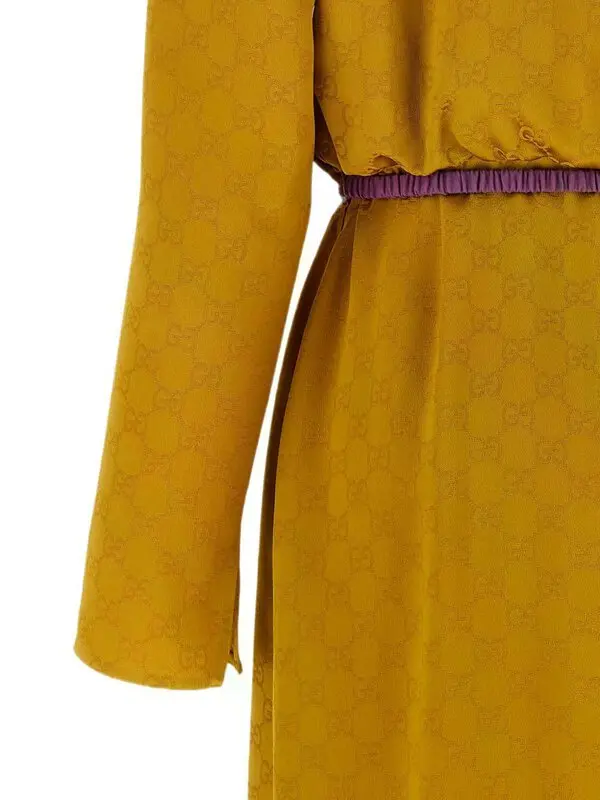 Gucci Gg Jacquard Belted Dress