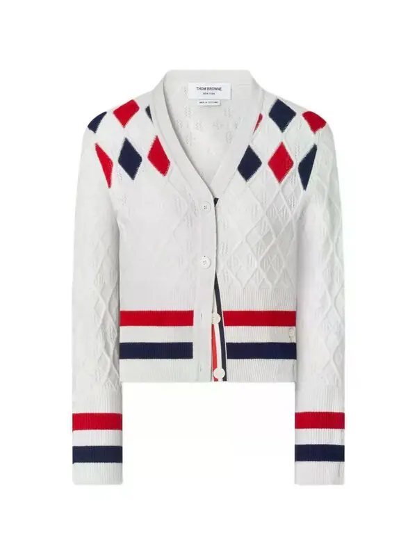 Thom Browne Argyle-pattern Cardigan - White