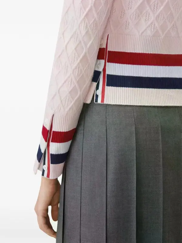 Thom Browne Argyle Pattern Cardigan - White