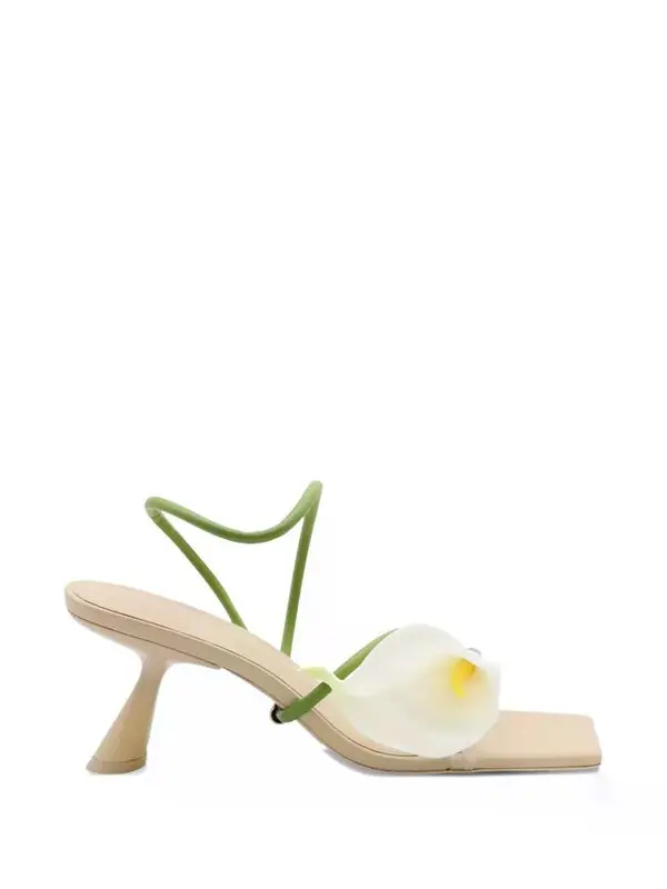 Cult Gaia Ria Flower-detail Heeled Sandals - Neutrals