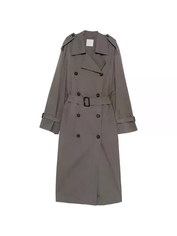 TOTEME Crisp Double-breasted Belted Trench Coat - Grey