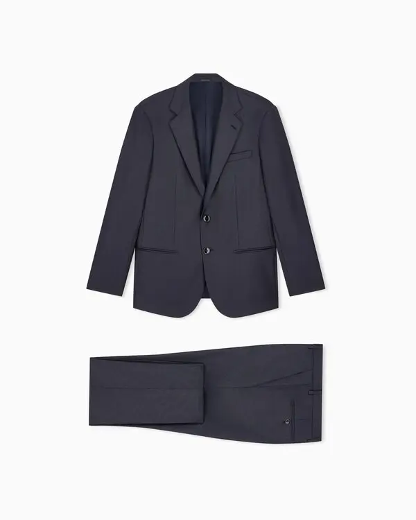 Giorgio Armani Single-breasted Suit Soho In Virgin Wool And Cashmere - Grey