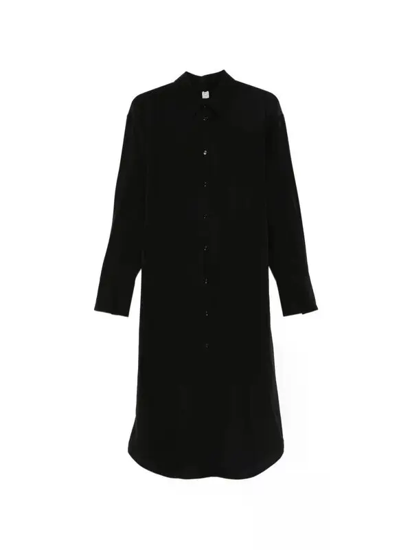TOTEME Silk Shirt Midi Dress - Black
