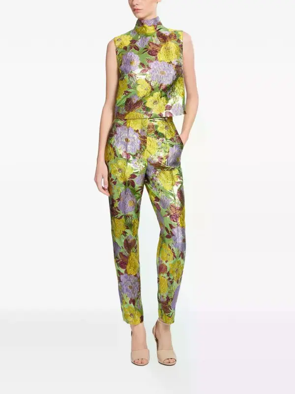 Elie Saab Floral-brocade High-neck Top