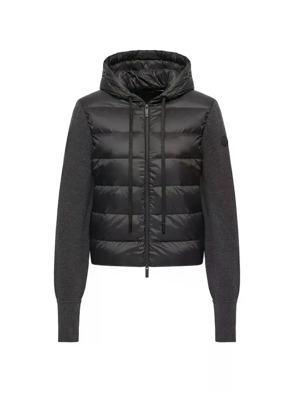 Moncler Quilted-panel Hooded Cardigan - Grey