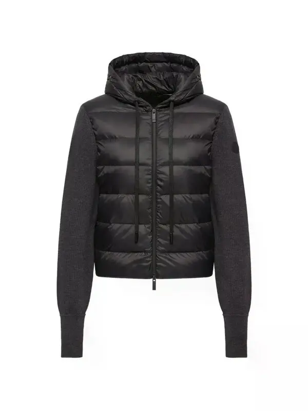 Moncler Quilted Panel Hooded Cardigan - Grey