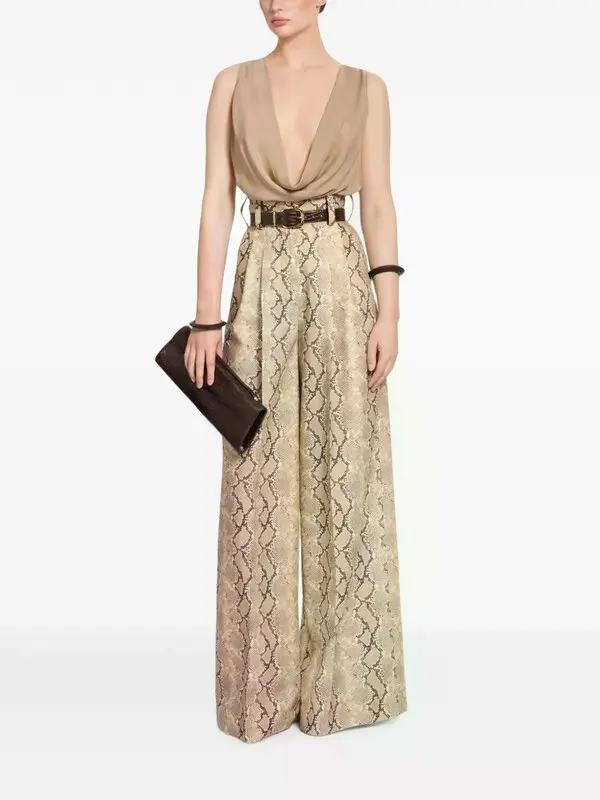 Elie Saab Python-print Virgin-wool Trousers