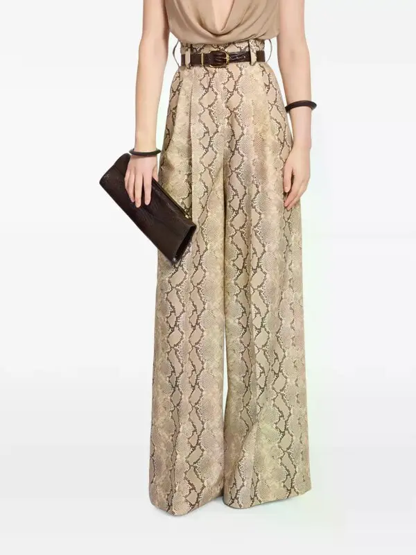 Elie Saab Python-print Virgin-wool Trousers
