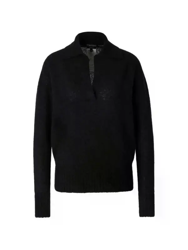 TOM FORD V-neck Fine Knit Sweater - Black