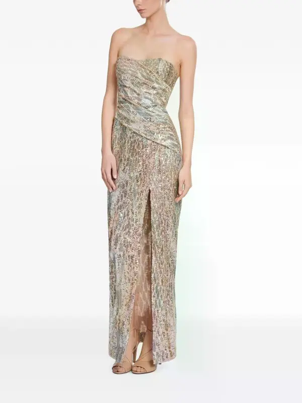 Elie Saab Sequin-embroidered Strapless Maxi Dress