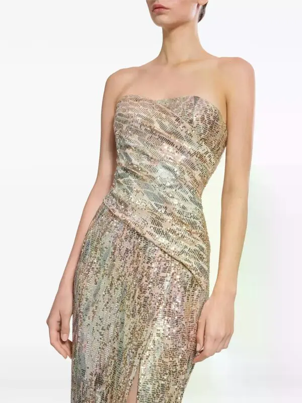 Elie Saab Sequin-embroidered Strapless Maxi Dress
