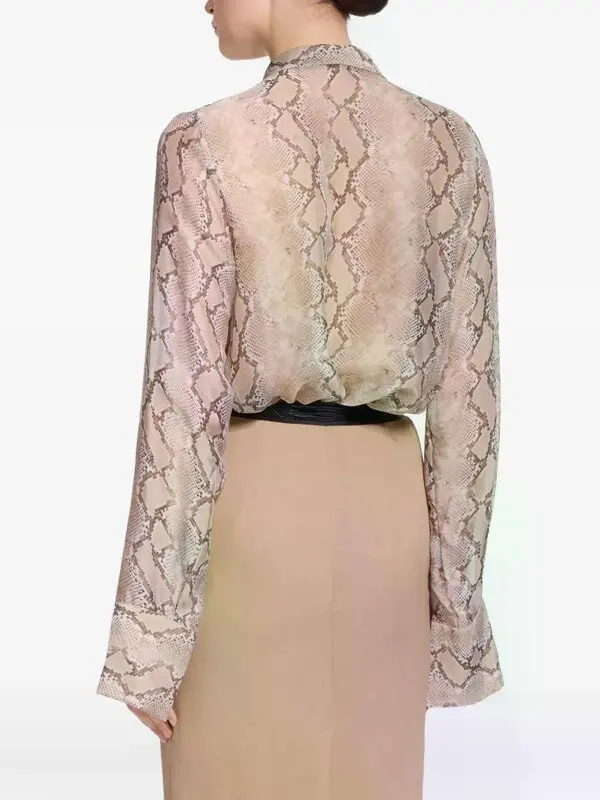 Elie Saab Python-print Draped Blouse