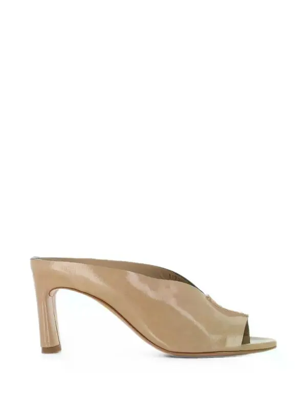 DEL CARLO Patent Leather Block Heel Sandals