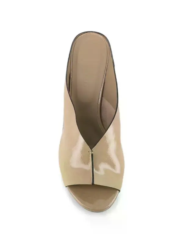 DEL CARLO Patent Leather Block Heel Sandals