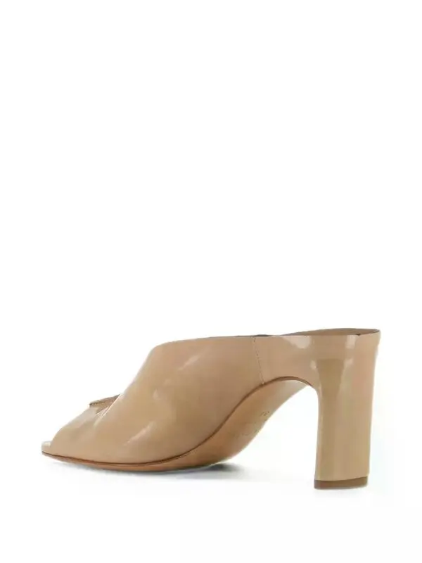 DEL CARLO Patent Leather Block Heel Sandals