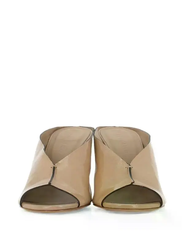 DEL CARLO Patent Leather Block Heel Sandals
