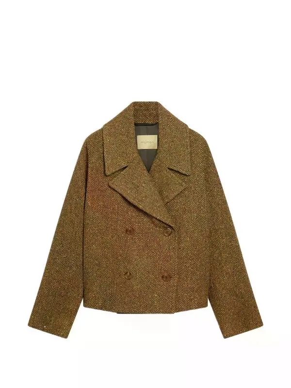 Momoni Ketil Herringbone Double-breasted Coat - Yellow
