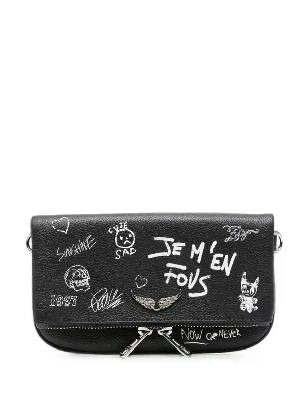 Zadig&Voltaire Mini Rock Graffiti-print Clutch Bag - Black
