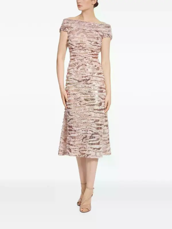 Elie Saab Sequin Embellished Ruffled Midi Dress
