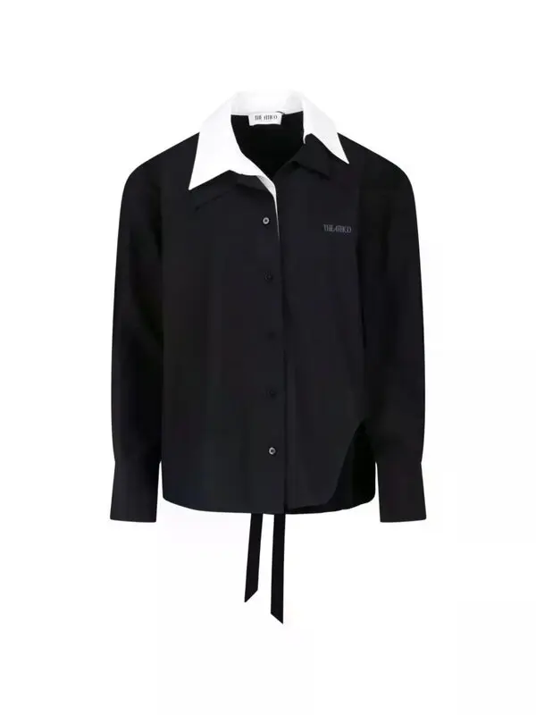 Attico Long Sleeve Shirt With Tie Detail - Black
