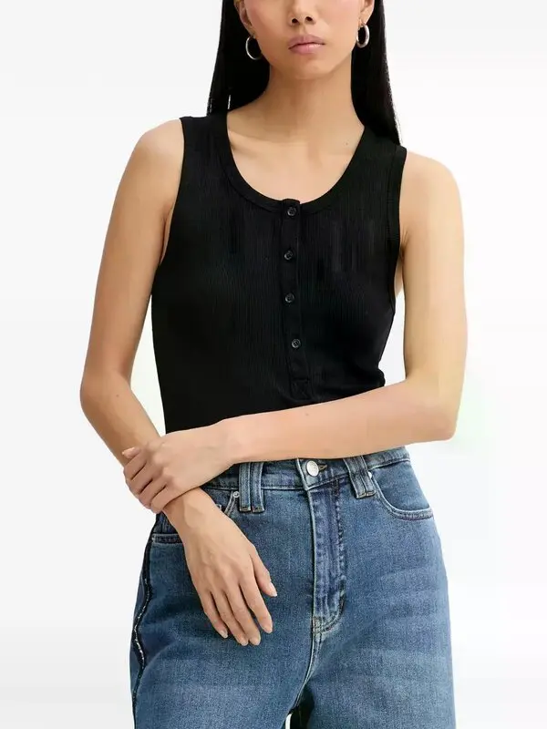 Munthe Boma Ribbed-knit Henley Tank Top