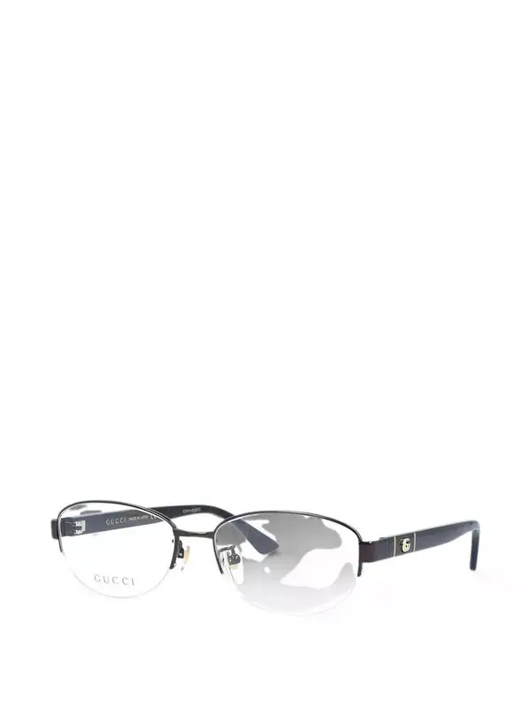Gucci Logo-plaque Round-frame Glasses - Brown