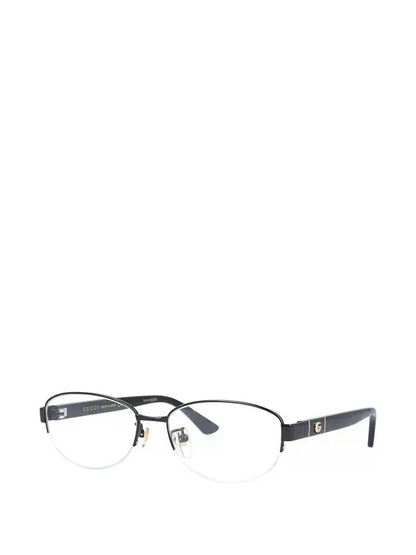 Gucci Logo-plaque Half Rim Glasses - Brown