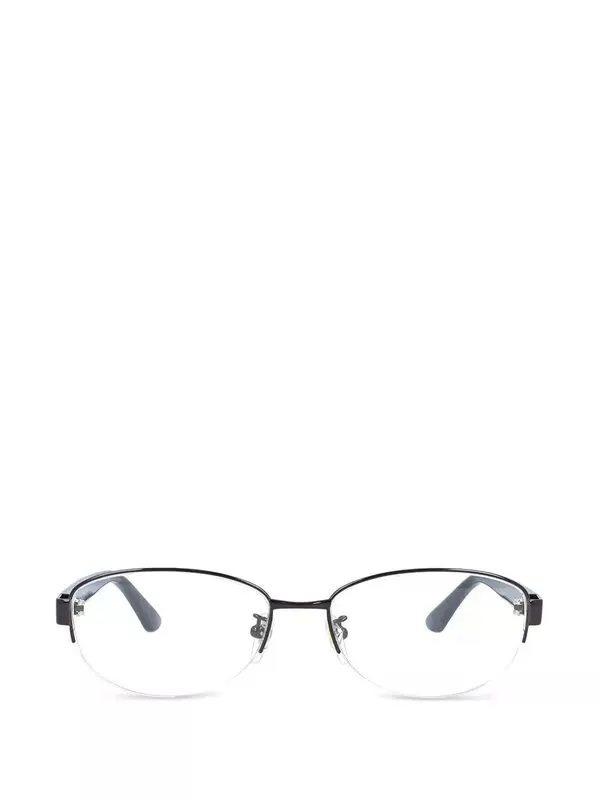 Gucci Logo-plaque Half Rim Glasses - Brown