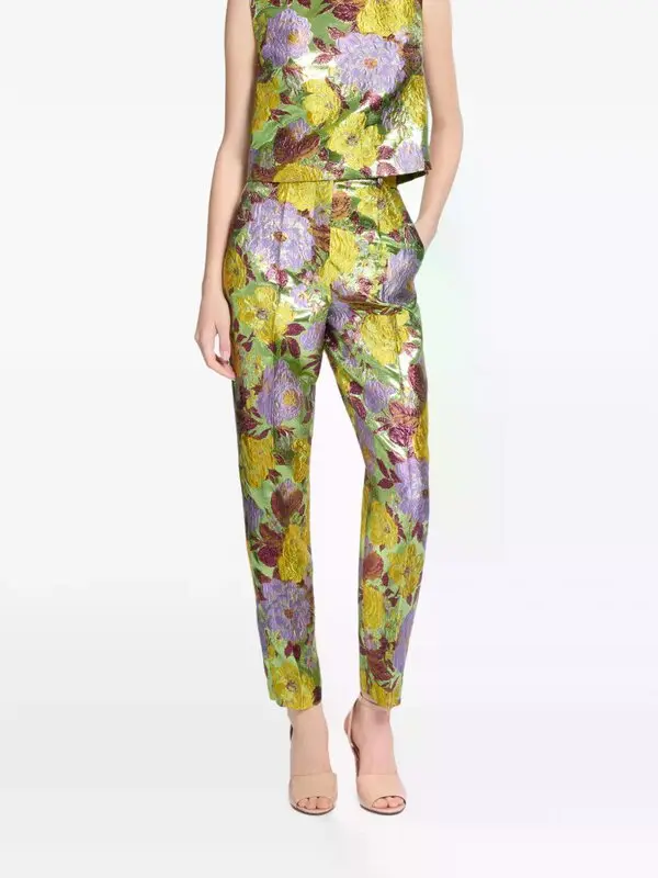 Elie Saab Brocade Floral-print Trousers